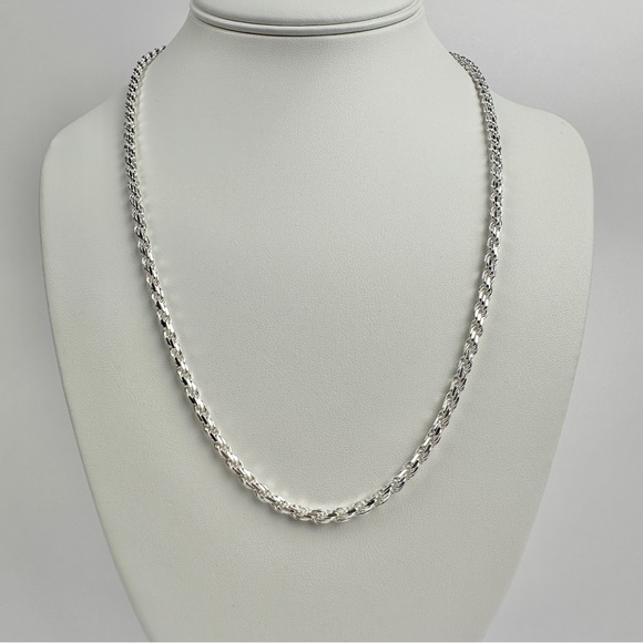 Jewelry | Silver Chain Solid Silver Rope Chain Necklace 4mm 22 Inches ...
